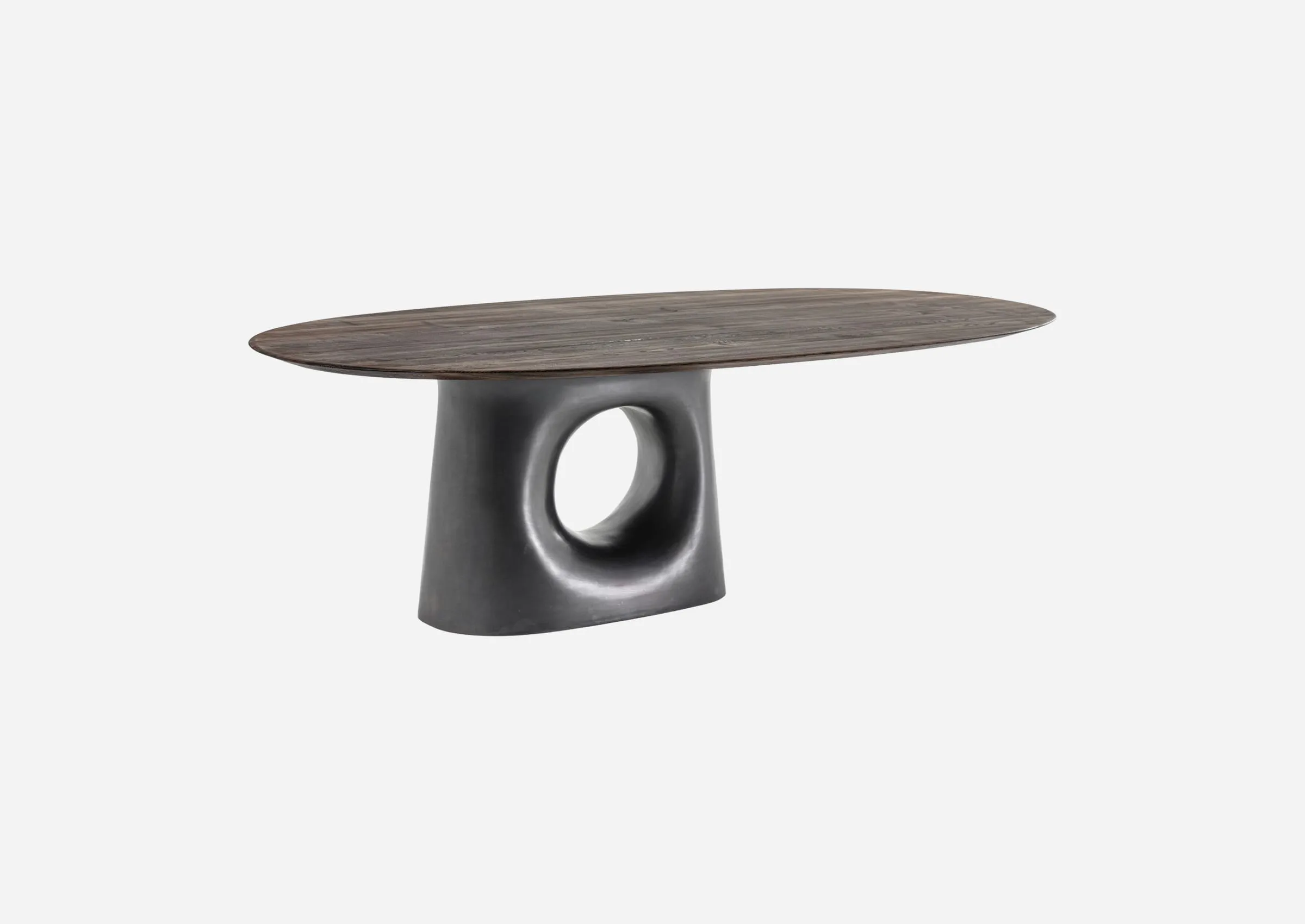 Moon On The Lake Dining Table – Charcoal Grey Oak Top + Black Stained ...