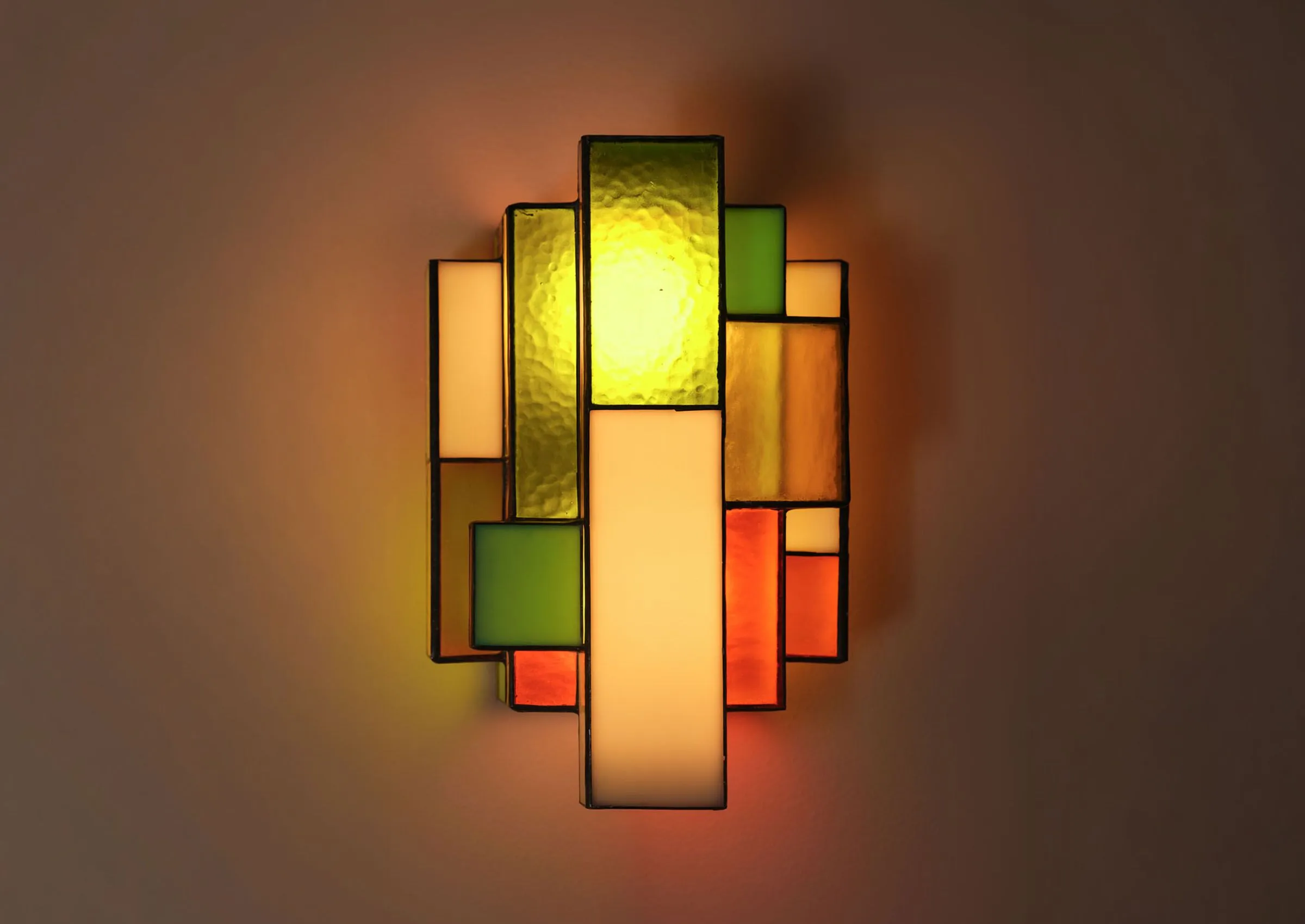 Pair of Petite Cathedral Sconces – Red, Yellow, and Green | Jason ...