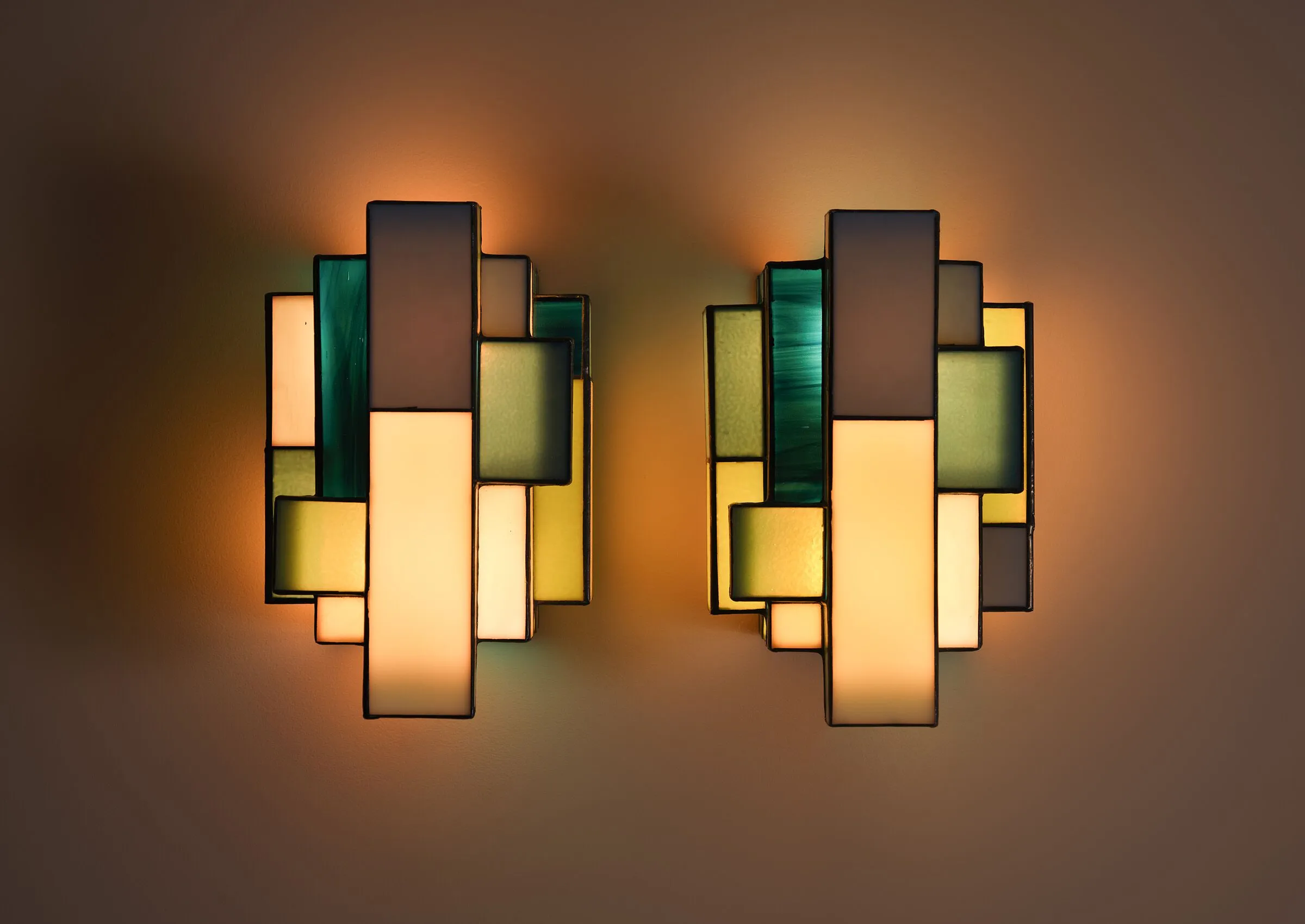 Pair of Petite Cathedral Sconces – Blue and Green | Jason Koharik | The ...
