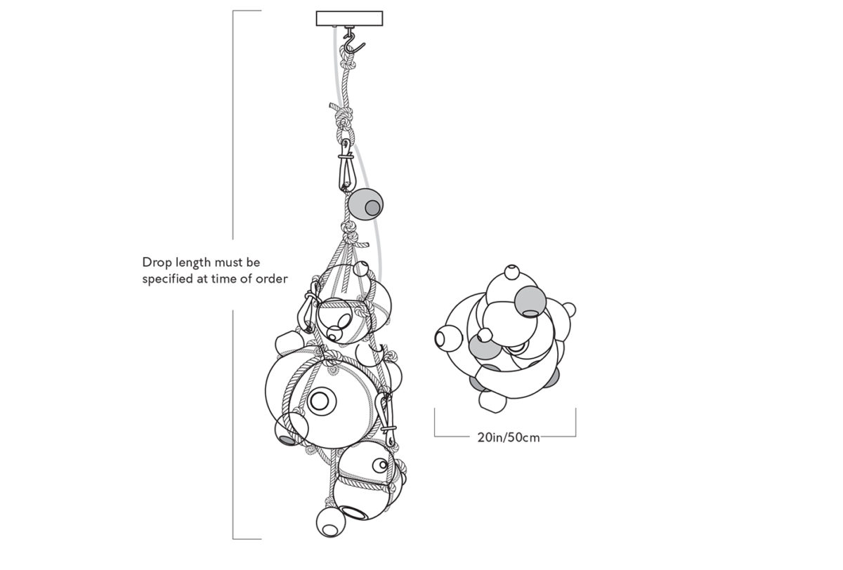 Knotty Bubbles Chandelier (1 Lg, 2 Sm Bubbles, 5 Barnacles) | Lindsey ...