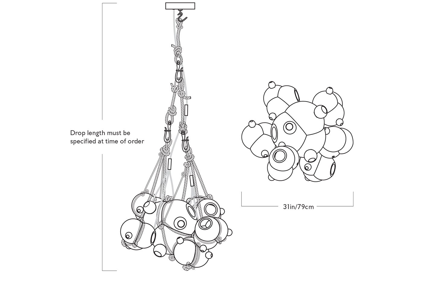 Knotty Bubbles Chandelier (1 Lg, 6 Sm Bubbles) | Lindsey Adelman | The ...