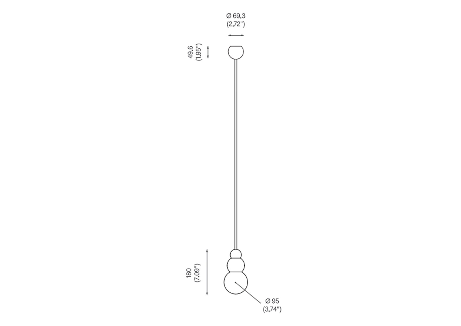 Ball Light Large Pendant Rod | Michael Anastassiades | The Future Perfect
