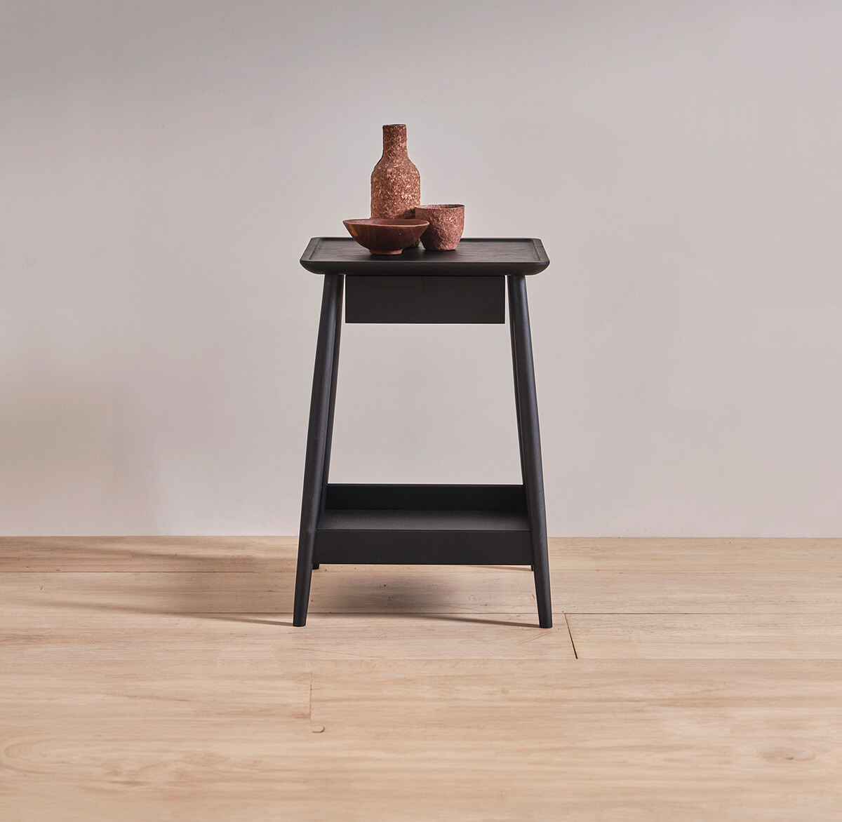 Harlosh Bedside Table – Black Stained Ash | The Future Perfect
